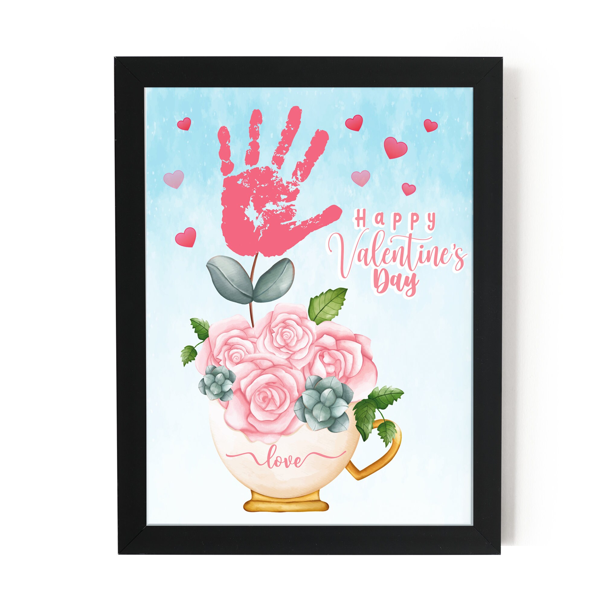 Valentine’s Day Handprint Art | PRINTABLE Valentines Handprint Craft ...