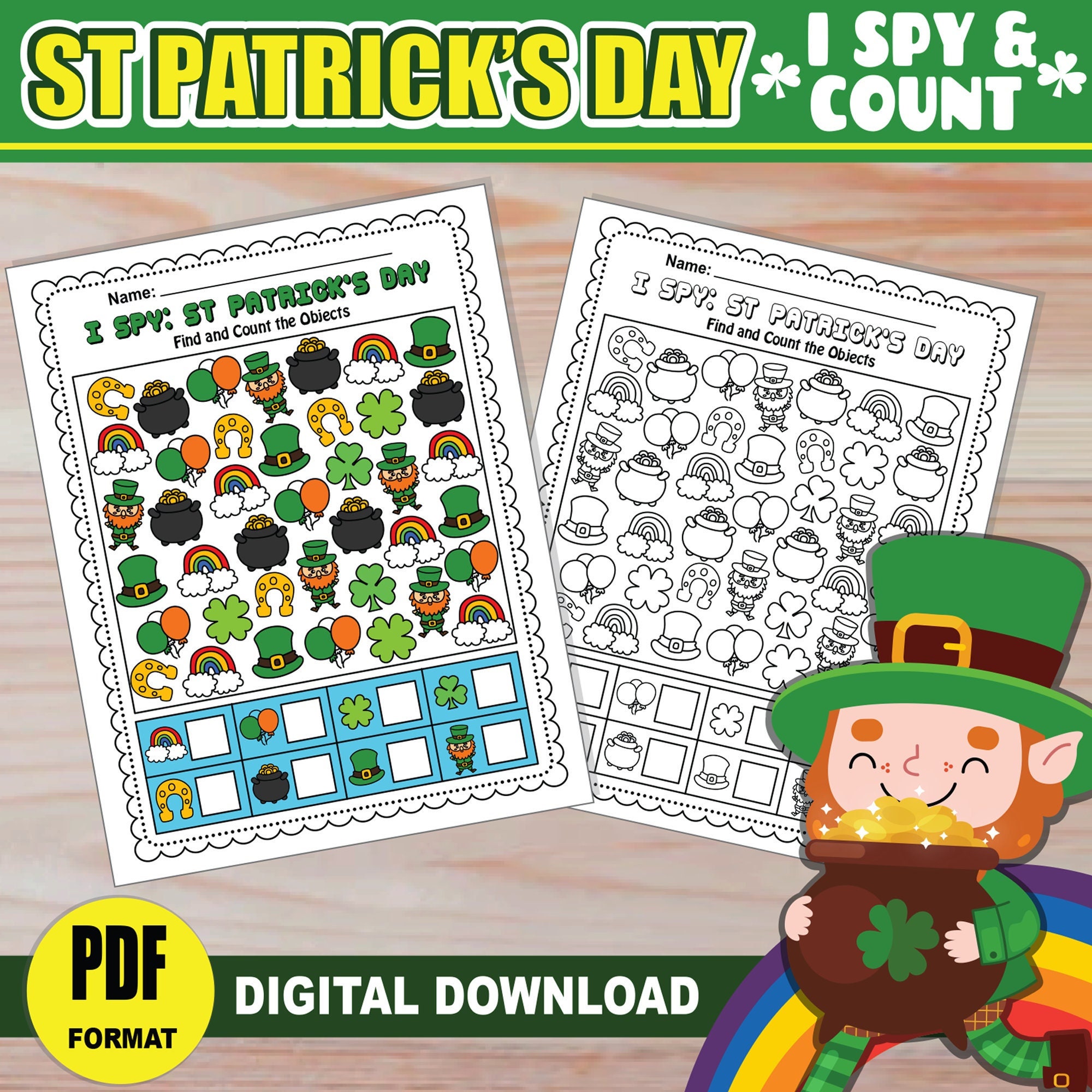 St Patrick's Day I Spy Game PRINTABLE St Patricks Day Activities for ...