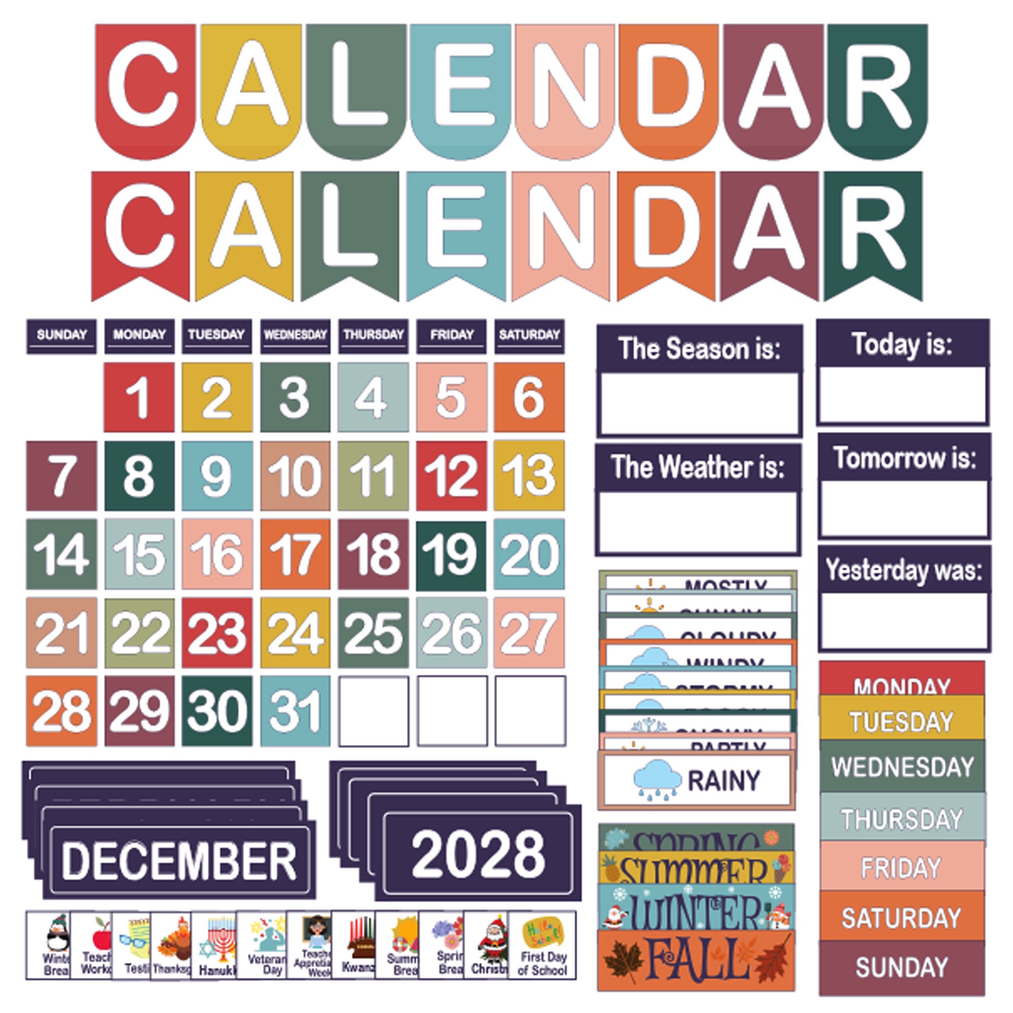 Classroom Calendar Display and Weather Set PRINTABLE - Etsy
