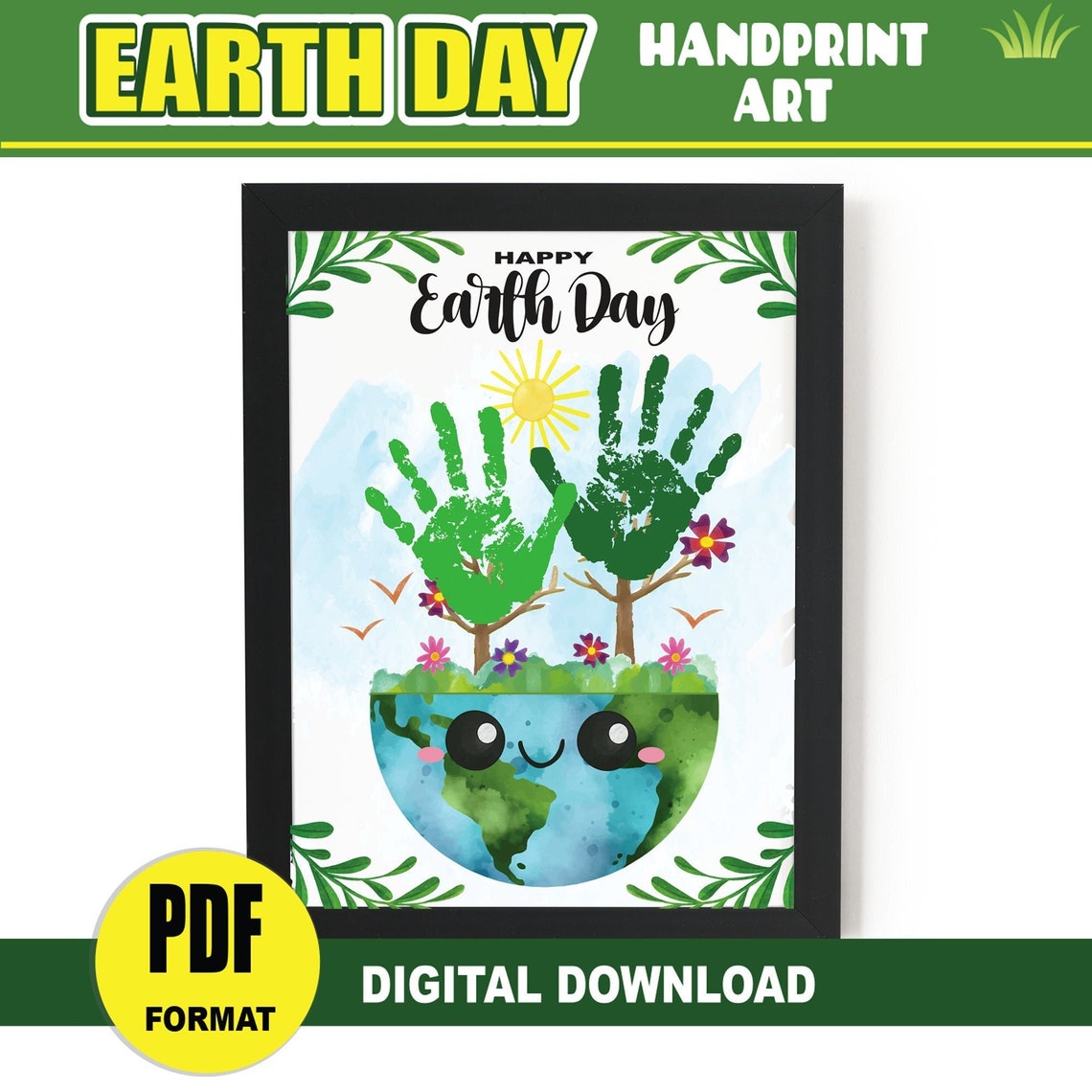 Earth Day Handprint Art Craft | PRINTABLE Earth Day Trees Nature ...