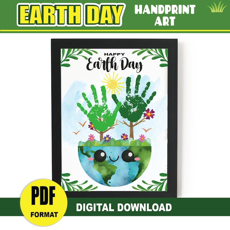 Earth Day Handprint Art Craft PRINTABLE Earth Day Trees Nature Activity ...