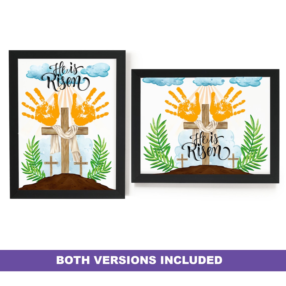 Easter Handprint Art Craft Cross He is Risen Religious Handprint ...