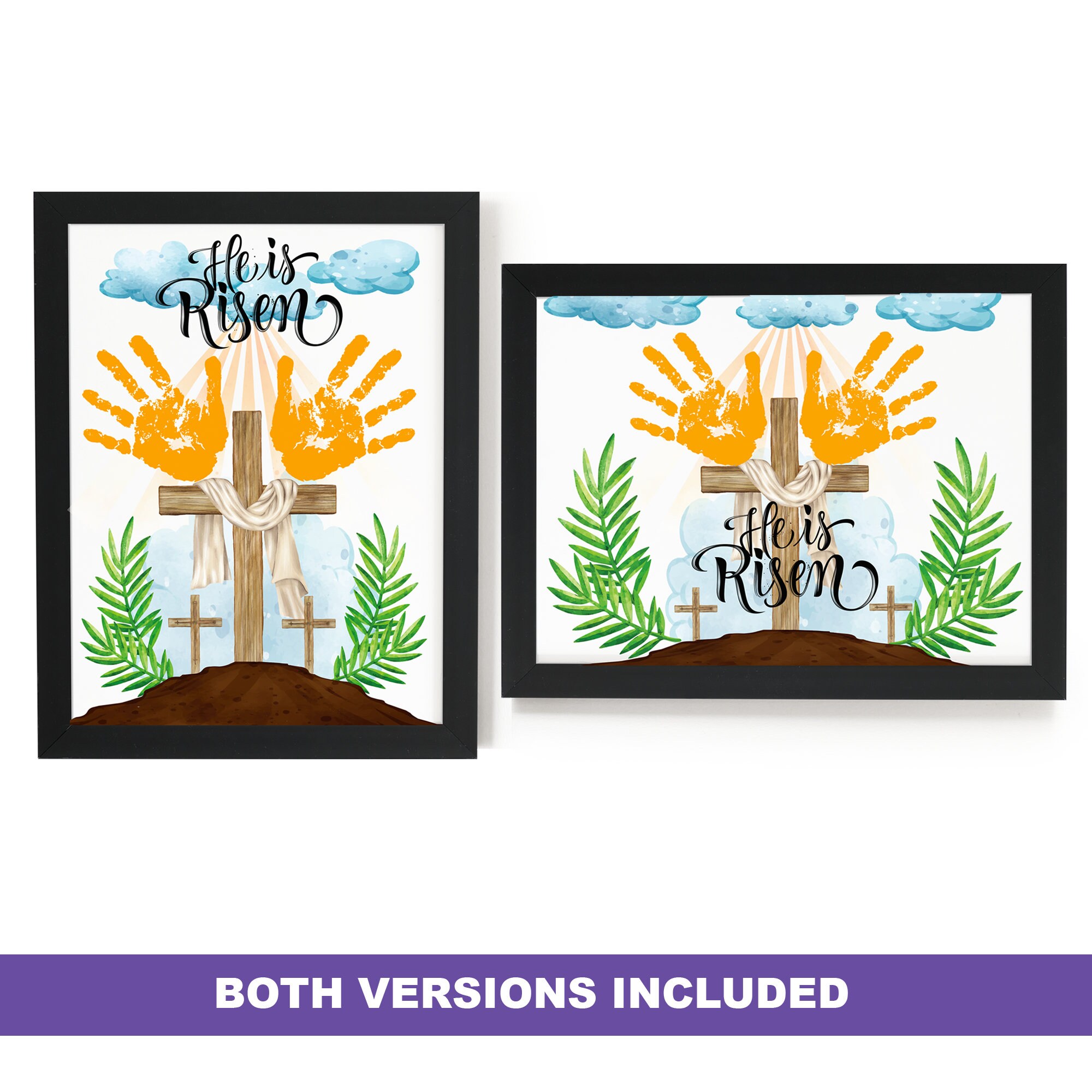 Easter Handprint Art Craft Cross He is Risen Religious Handprint ...