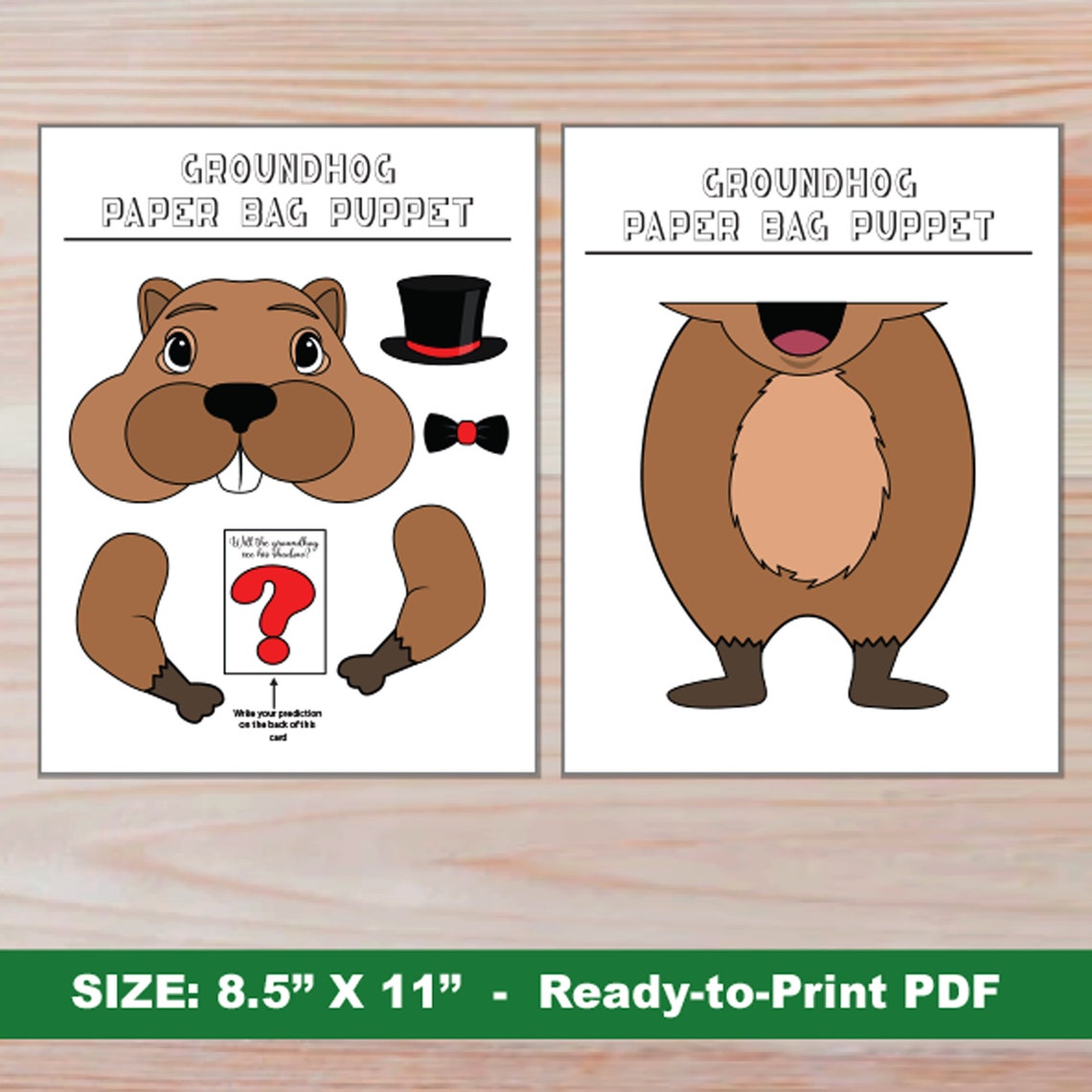 Groundhog Paper Bag Puppet Groundhog Day Activity Craft for Kids ...