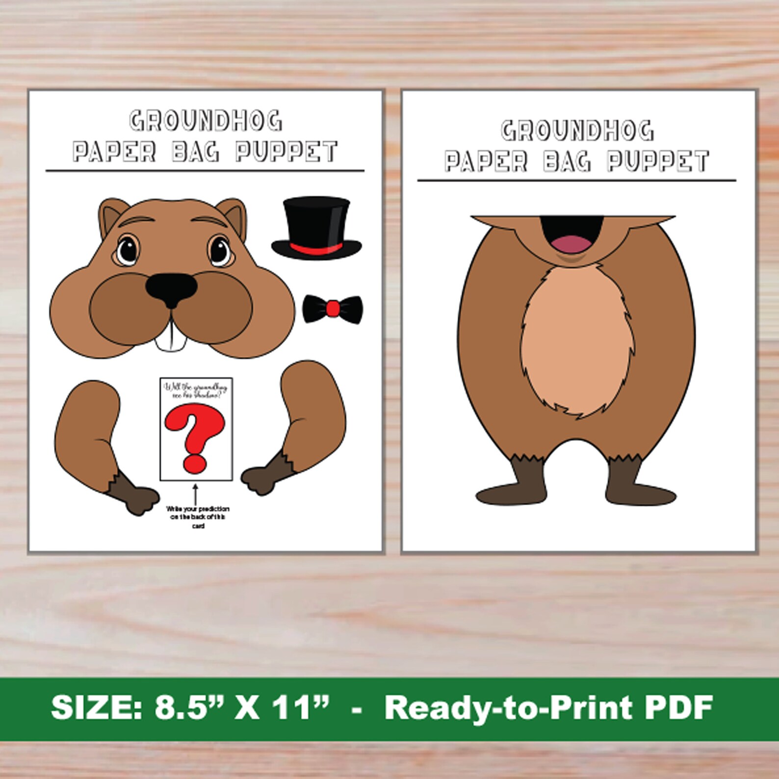 Groundhog Paper Bag Puppet | Groundhog Day Activity Craft for Kids ...