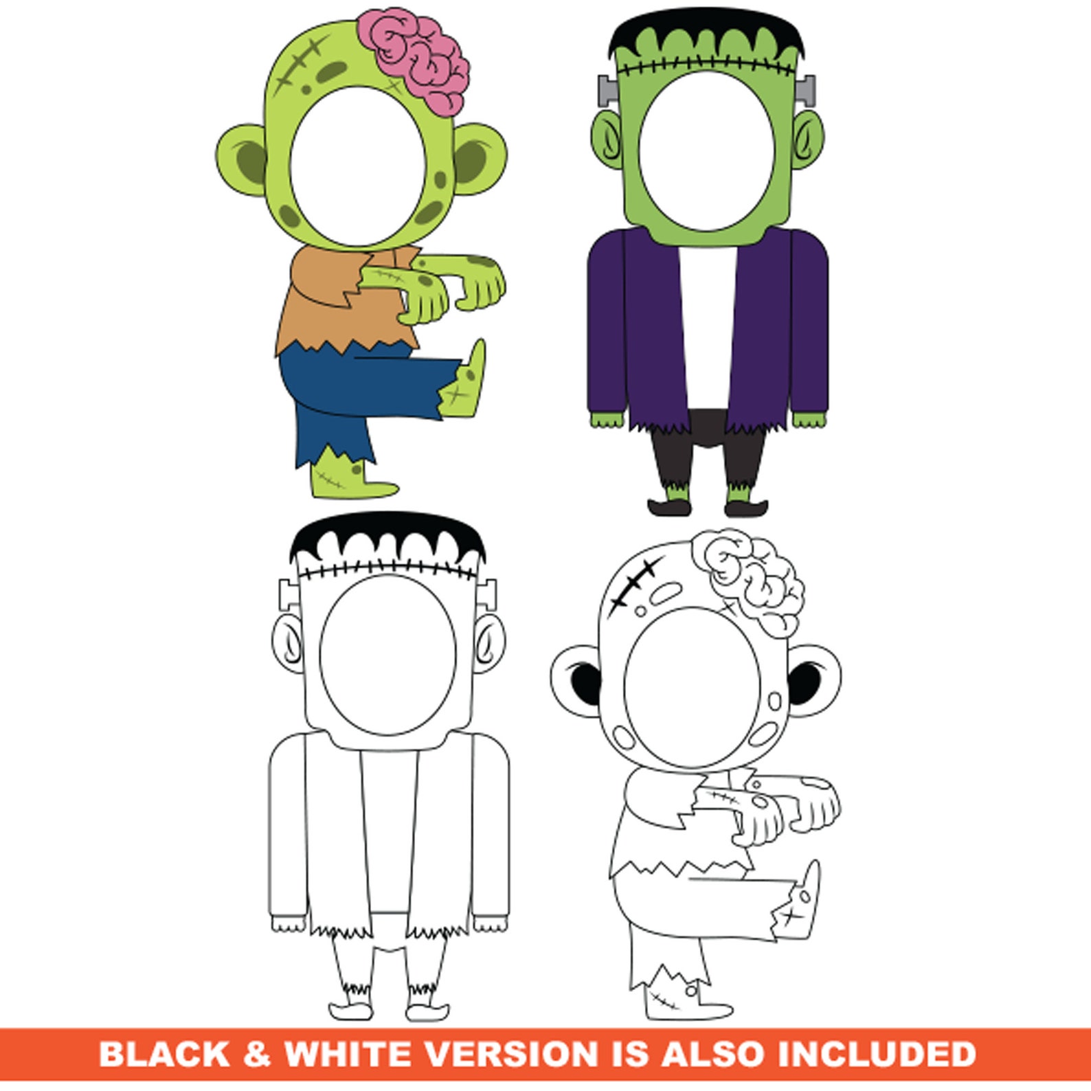 Halloween Add Your Own Photo Picture | PNG Frankie & Zombie Add Photo ...