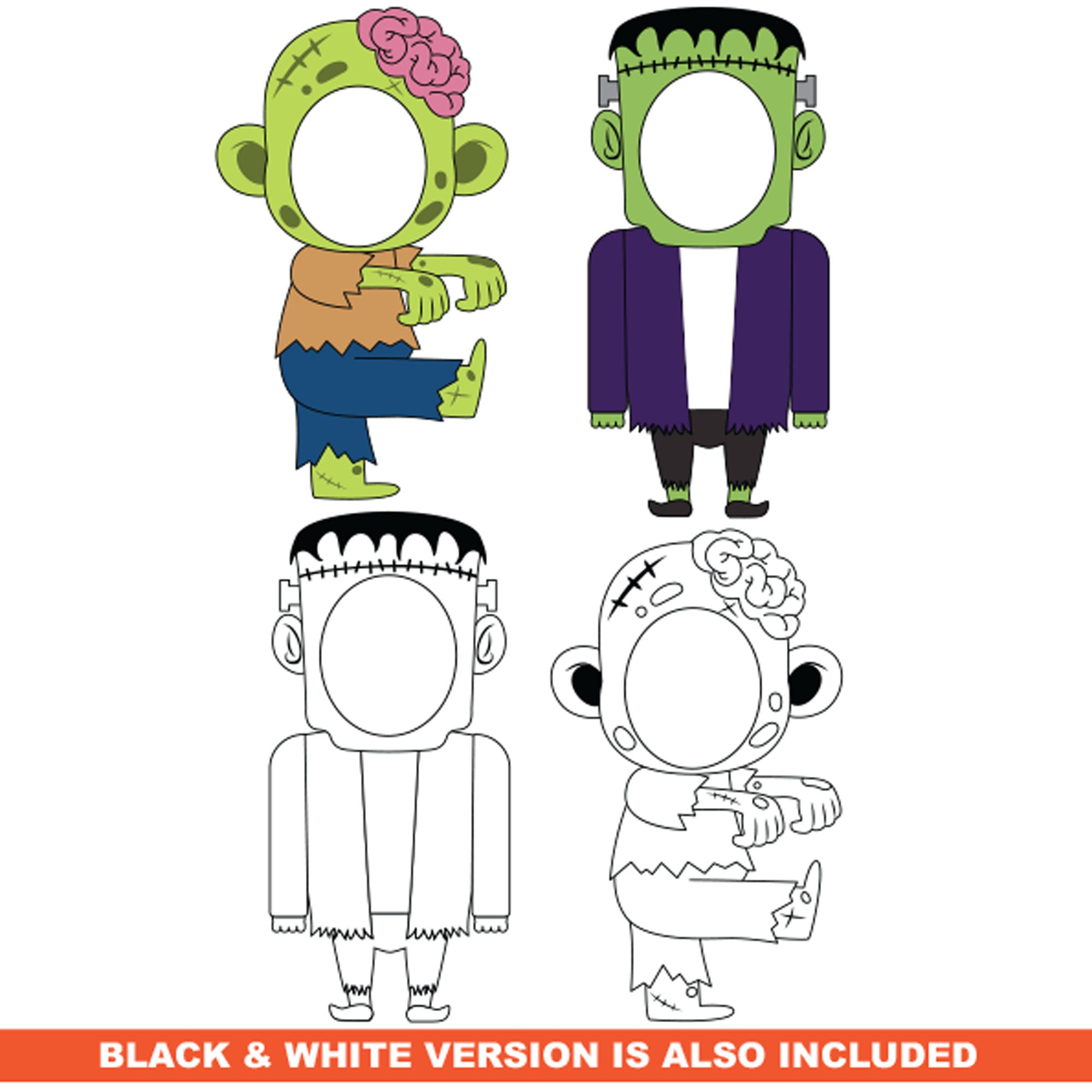 Halloween Add Your Own Photo Picture | PNG Frankie & Zombie Add Photo ...