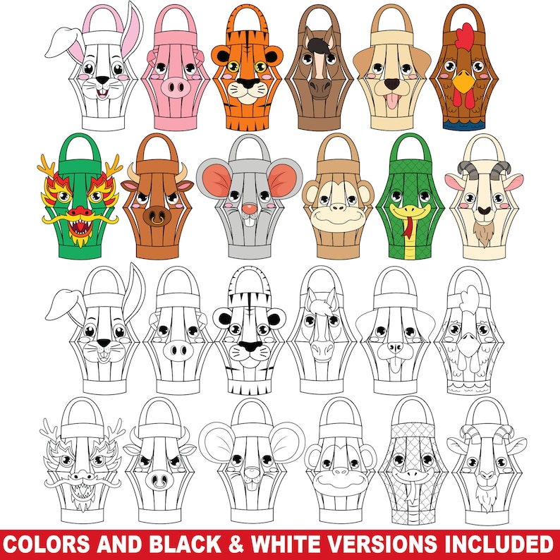Chinese New Year Crafts 12 Zodiac Animals Paper Lanterns BUNDLE ...