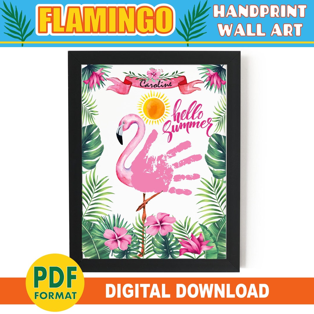 Flamingo Handprint Art | Summer Crafts | PRINTABLE Handprint Keepsake ...