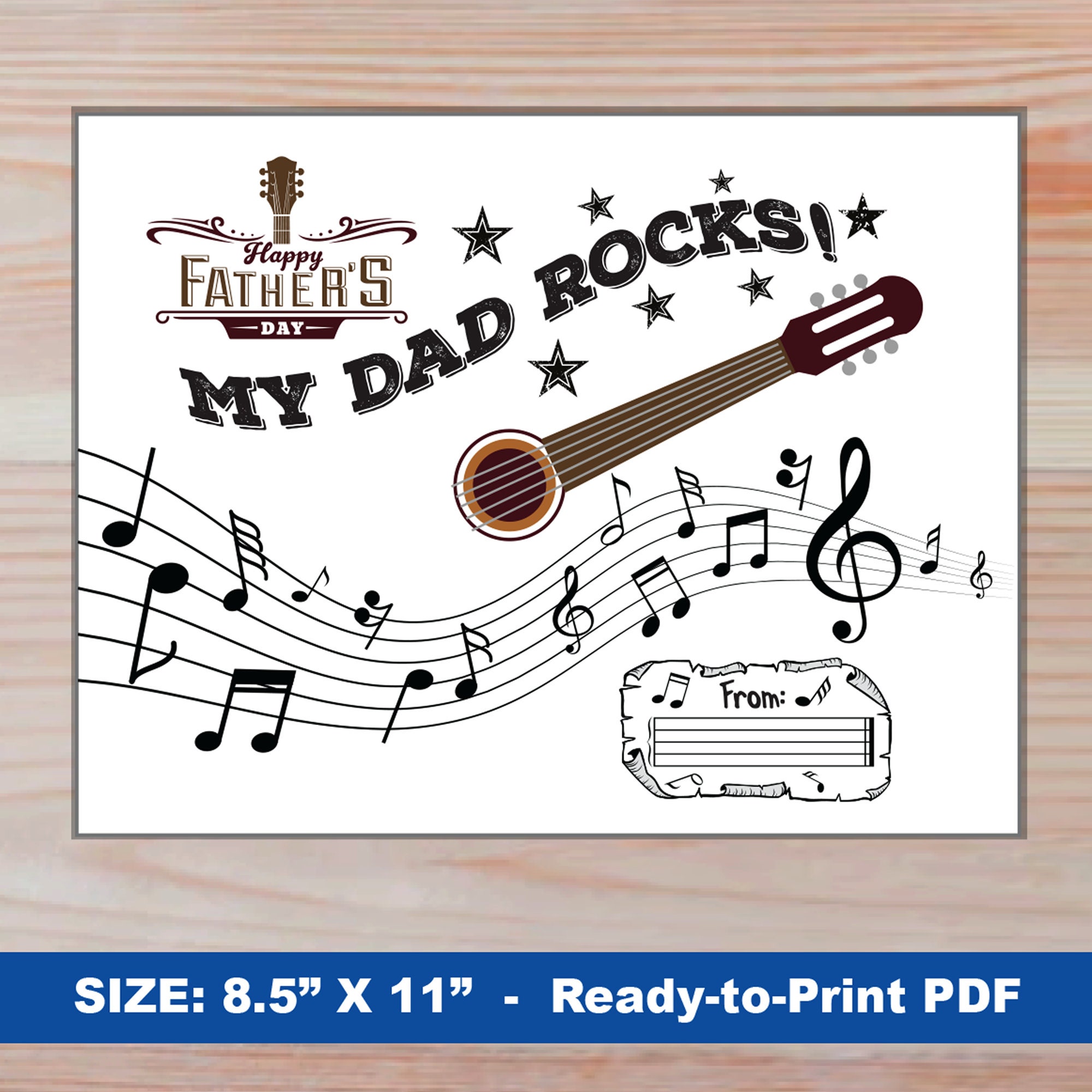 Father's Day Handprint Art Acoustic Guitar Handprint | Etsy