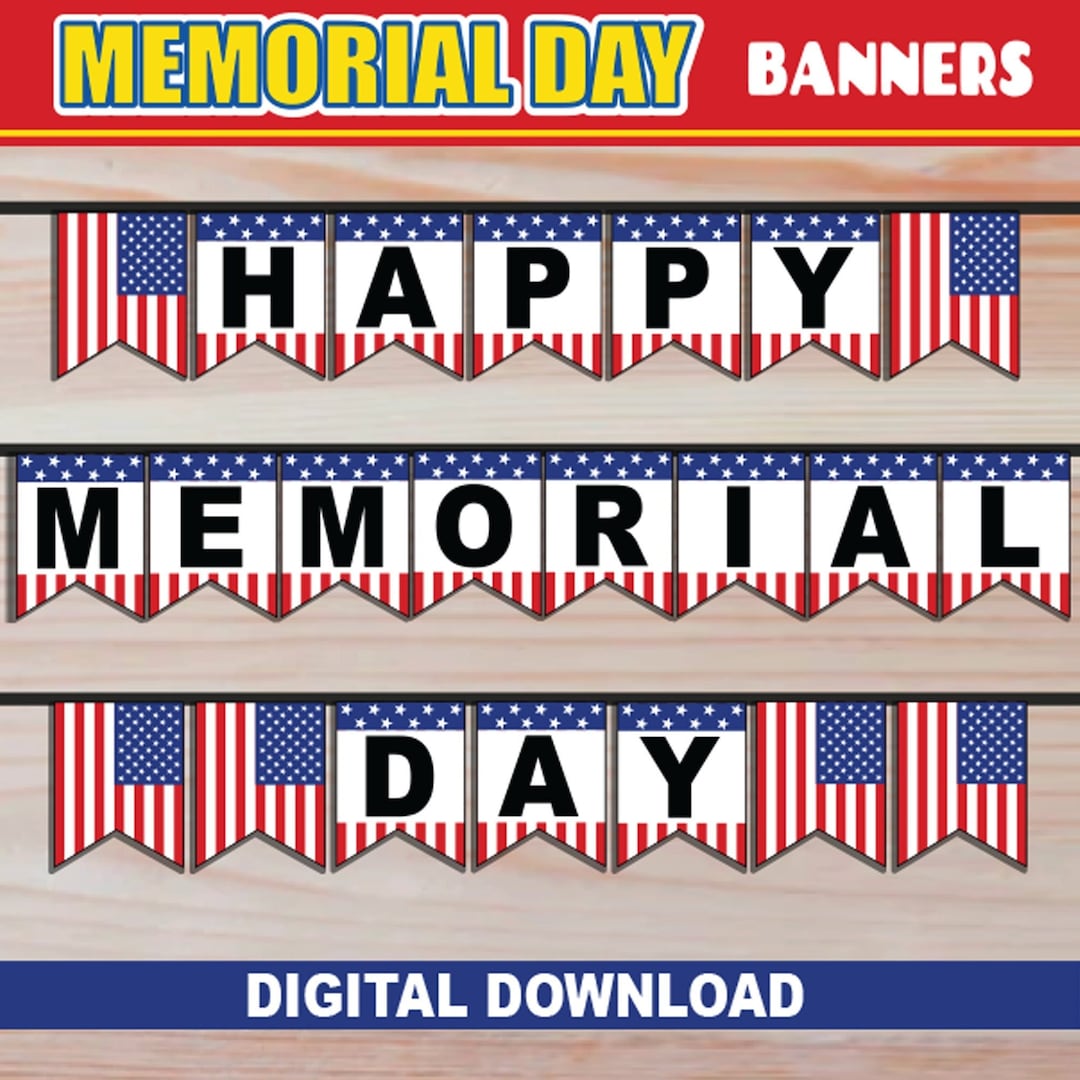 Memorial Day PRINTABLE Banner | Memorial Day Patriotic USA Garland ...