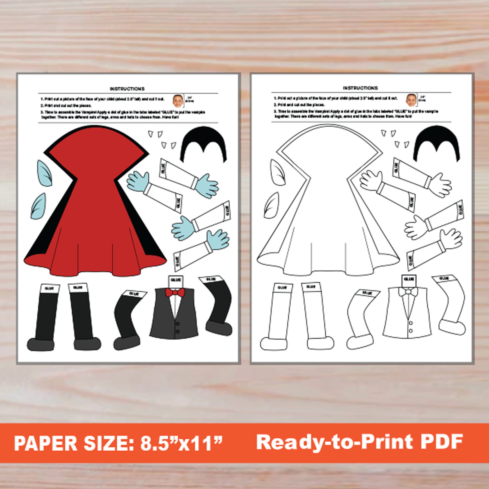 Halloween Craft for Bulletin Board & Class Decor Build-a-vampire Face ...