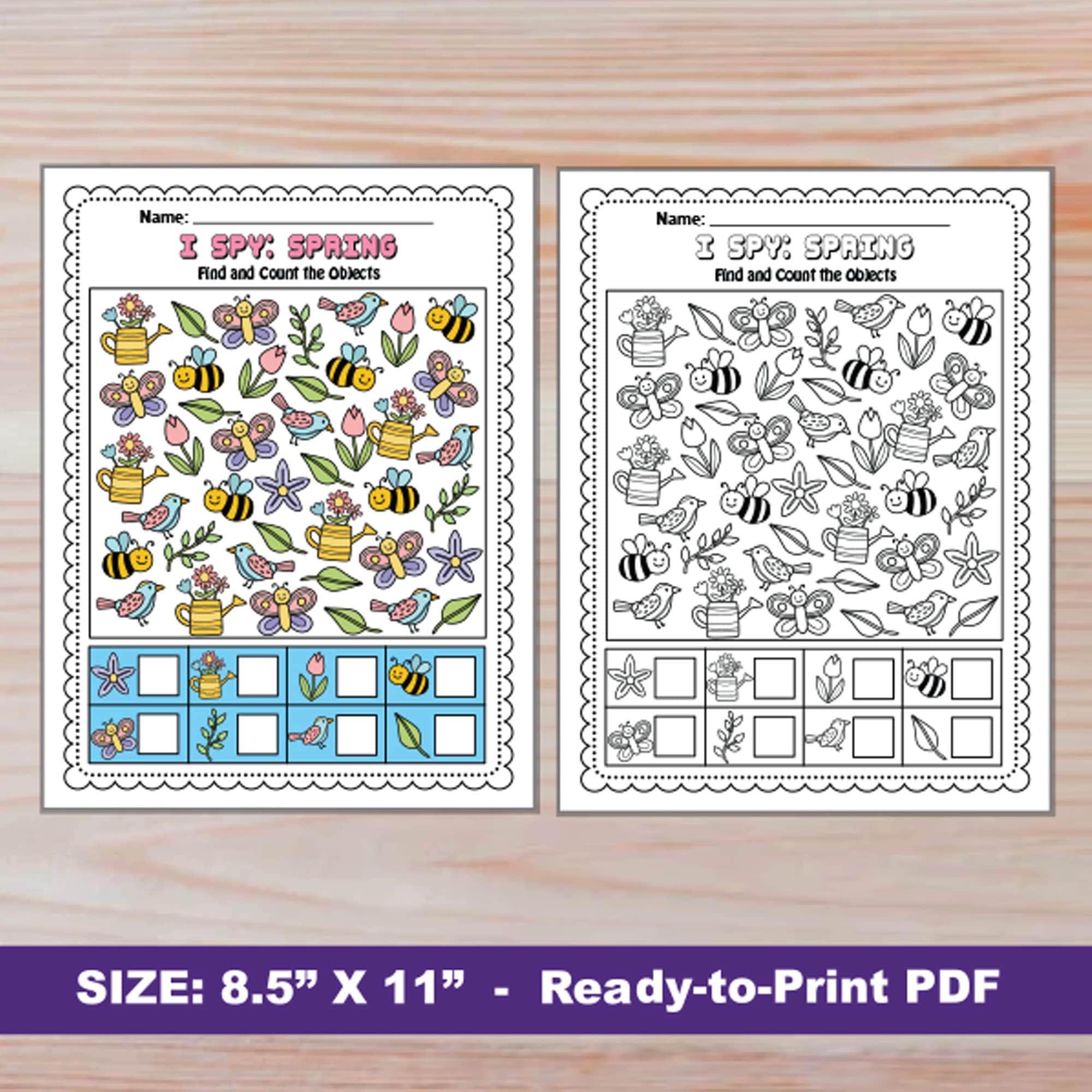 I Spy SPRING Printable Game Spring Activities for Kids Look Count ...