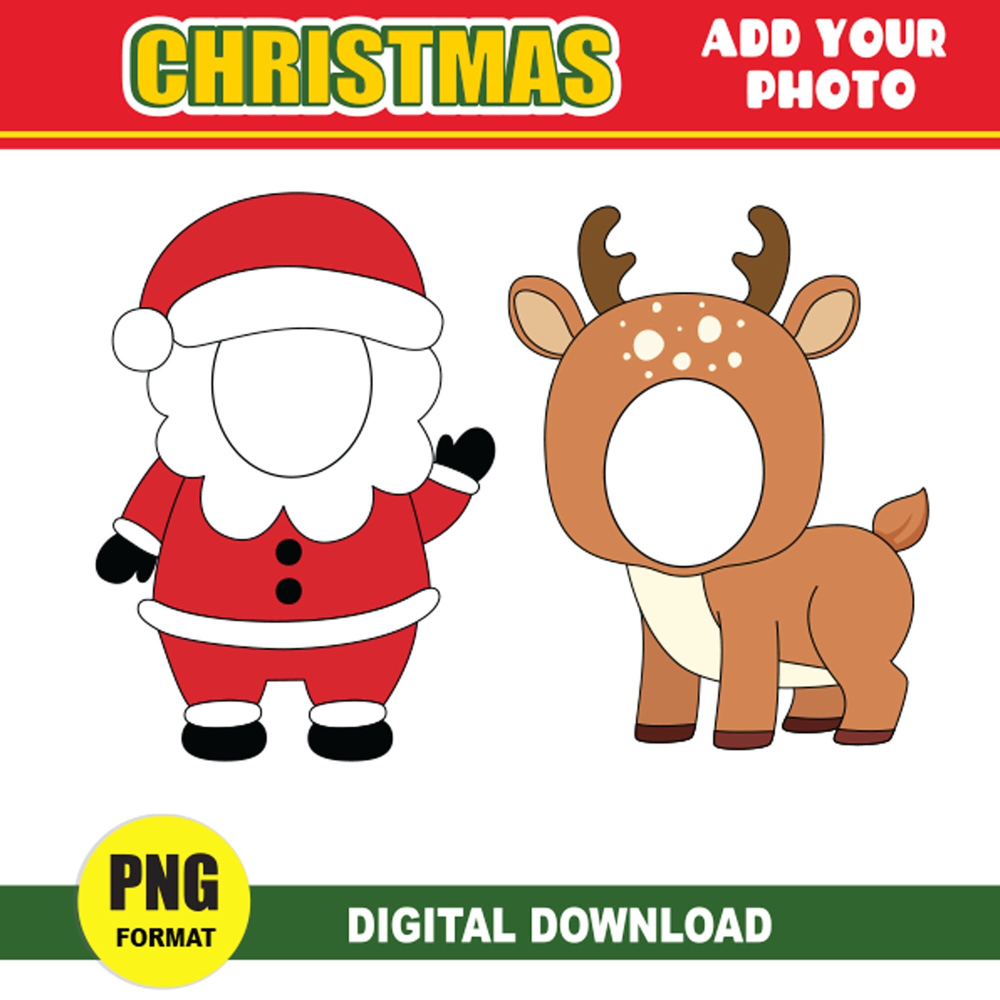Christmas Add Your Own Photo Picture PNG Santa & Reindeer Add Photo ...