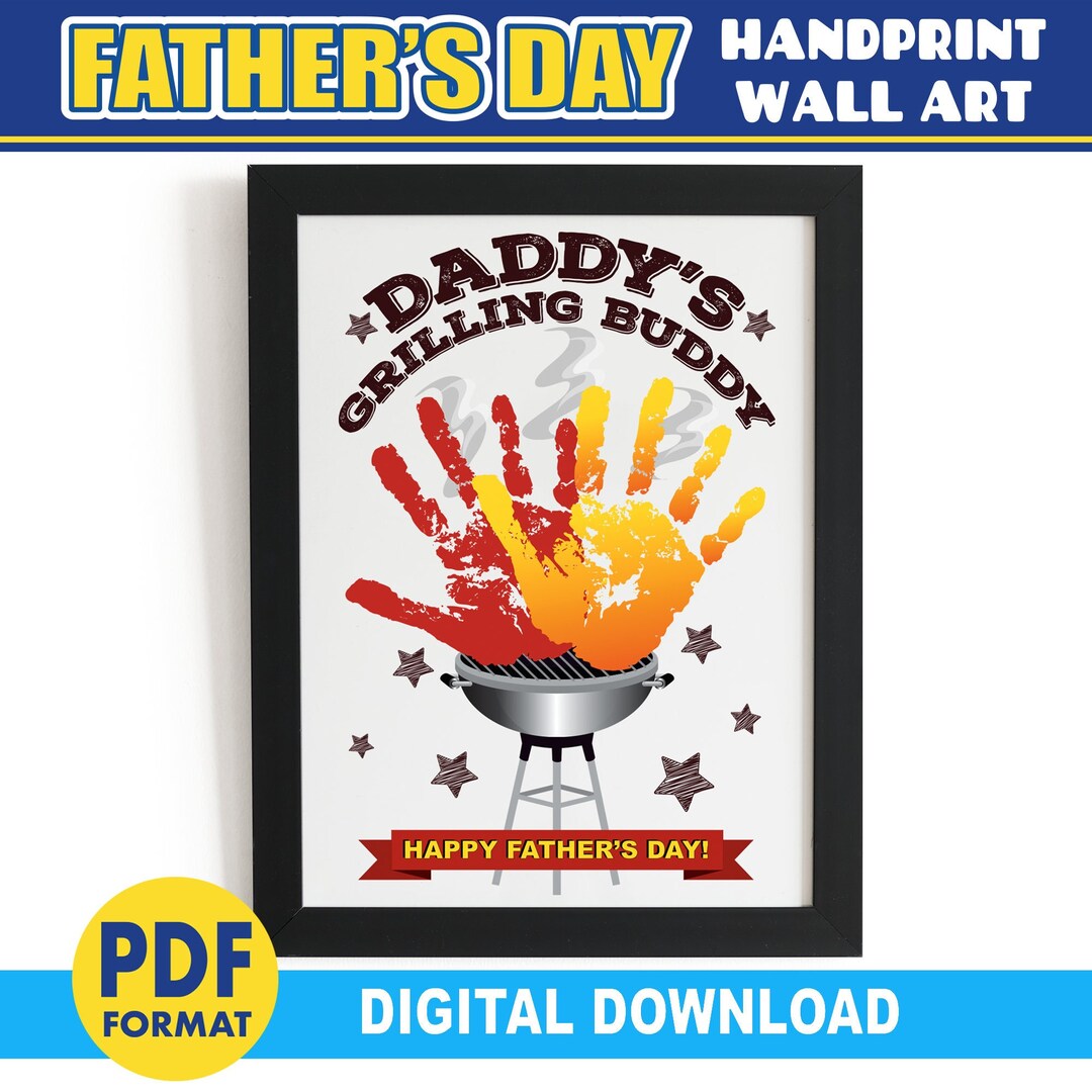 Father's Day Handprint Art | Dad's Grilling Buddy Keepsake (digital ...