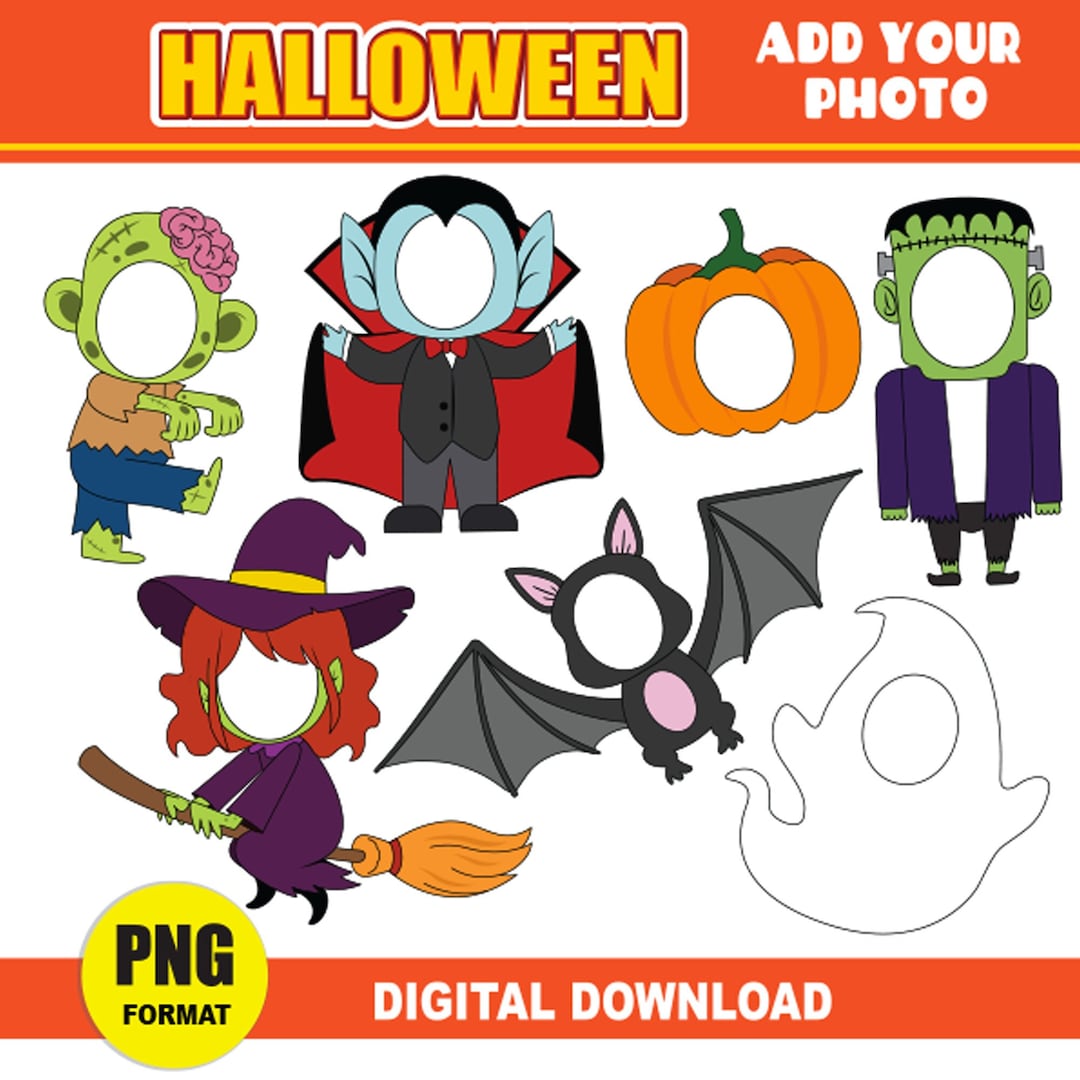 Halloween Add Your Own Photo Picture BUNDLE | PNG Vampire Witch Zombie ...
