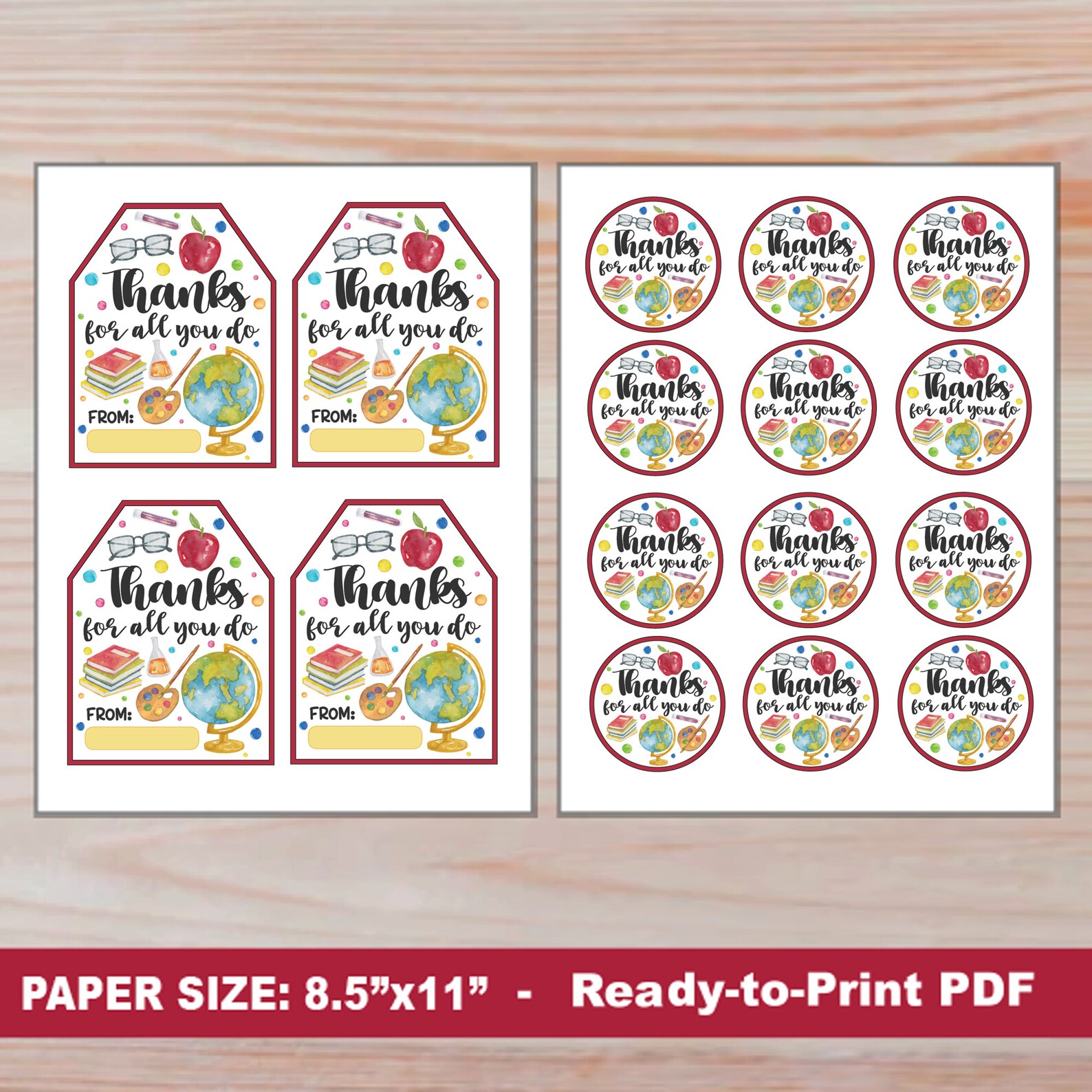 Teacher Appreciation Gift Tags Thanks for All You Do Gift - Etsy