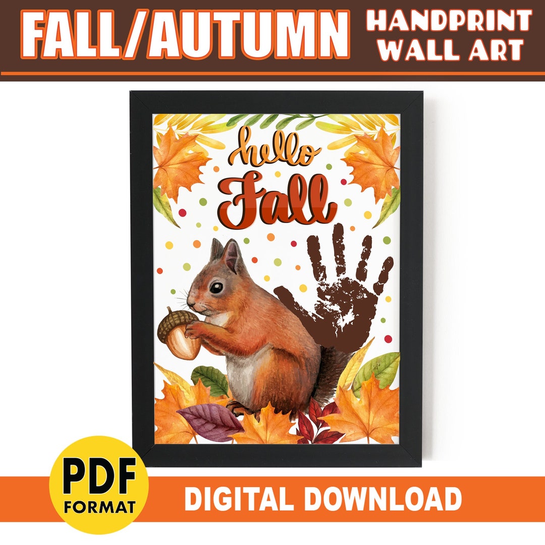 Squirrel Handprint Art | PRINTABLE | Keepsake Gift | Fall Activities ...