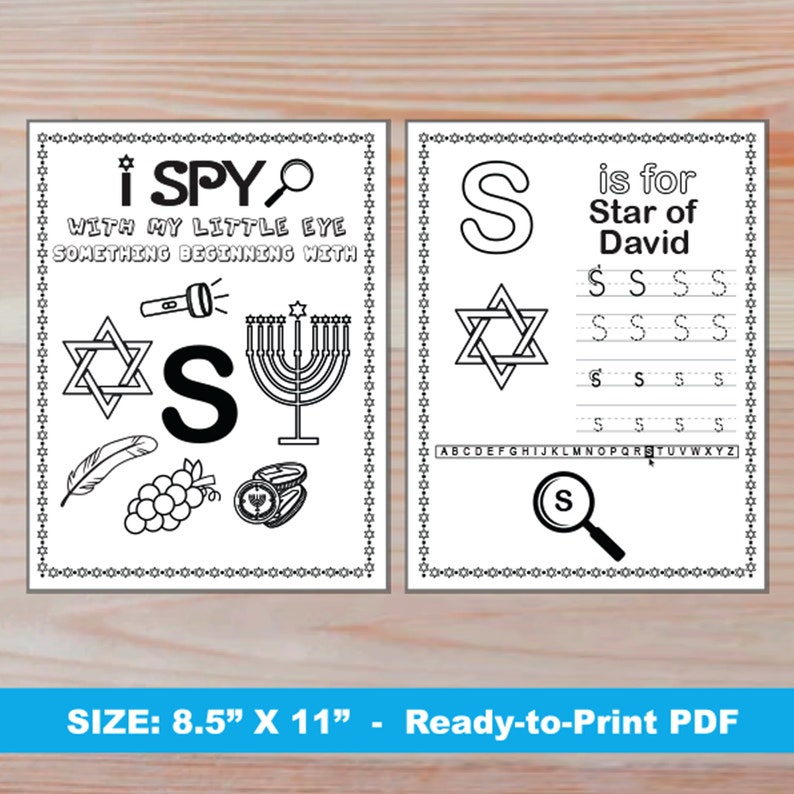 Hanukkah I Spy A-Z PRINTABLE Letter Tracing & Coloring Hanukkah ...