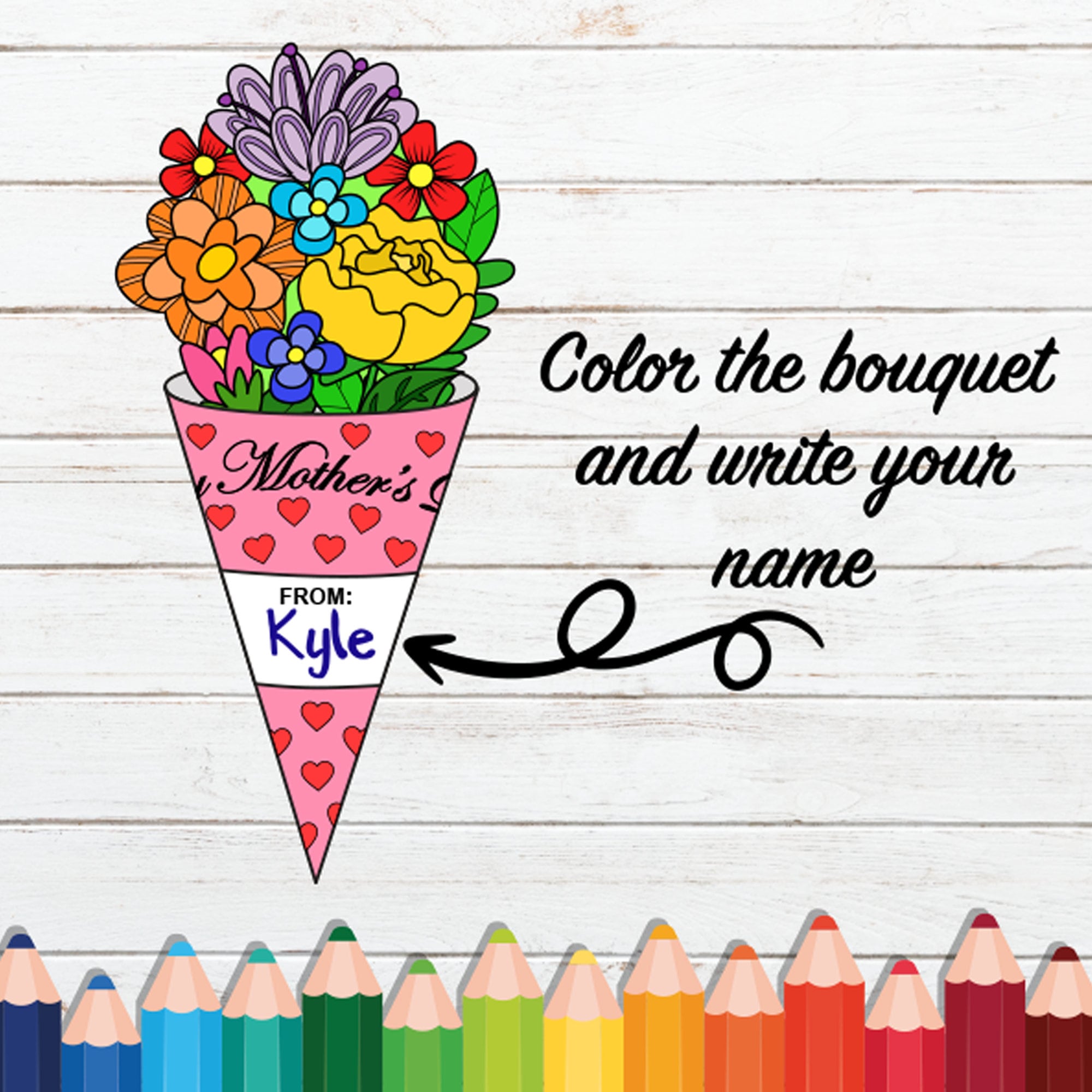 Mother's Day Crafts & Activity Coloring Cone Flower - Etsy