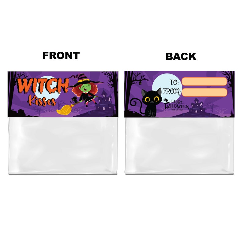 Halloween Treat Bag Topper PRINTABLE | Witch Kisses Candy Treat Bag ...