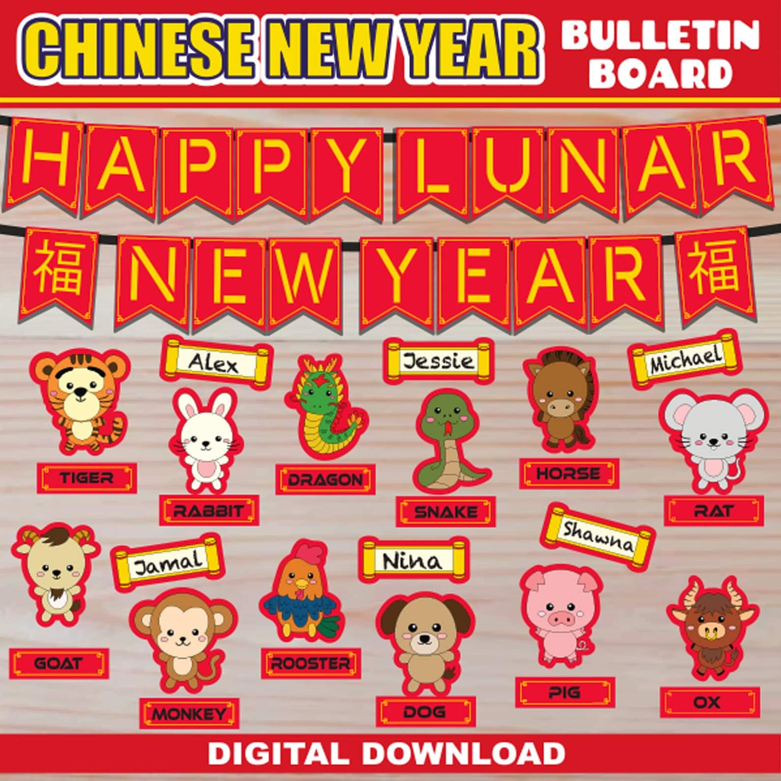 Chinese New Year Bulletin Board & Banner | PRINTABLE Lunar New Year ...