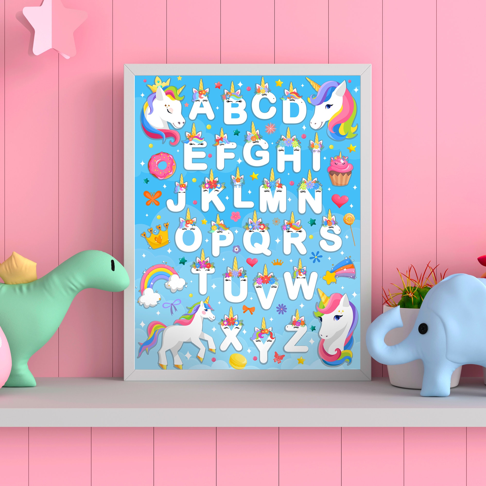 Unicorn Alphabet Poster | Kids Nursery, Playroom Decor (digital ...