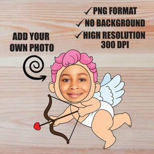 Valentine's Day Cupid Add Your Own Photo Picture | PNG Cupid Boy & Girl ...