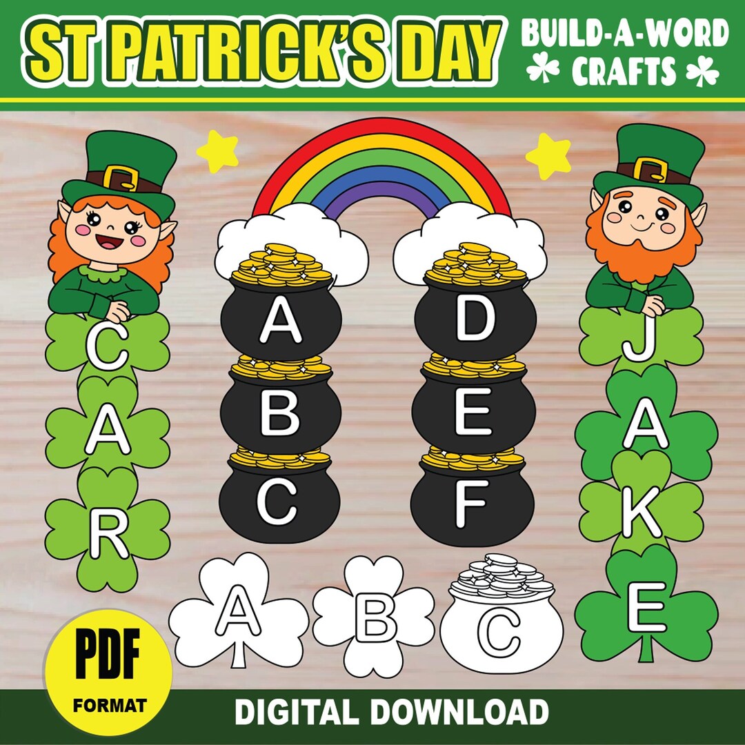 St Patrick's Day Build-a-word Crafts | PRINTABLE St Patricks Activities ...
