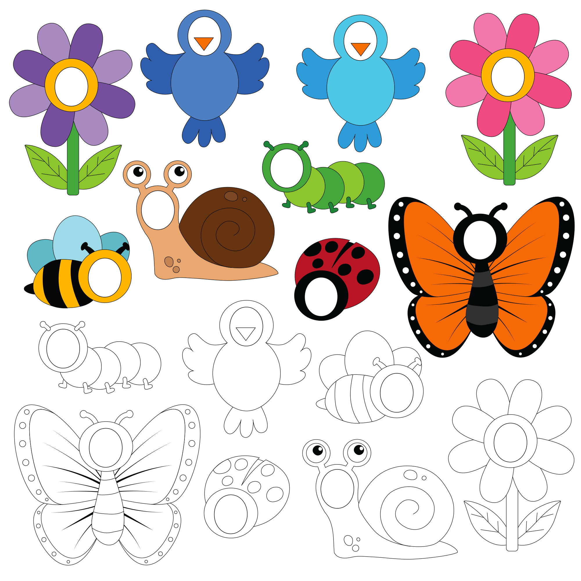 Spring Add Your Own Photo Picture PNG Bee Butterfly Ladybug Flower Bird ...