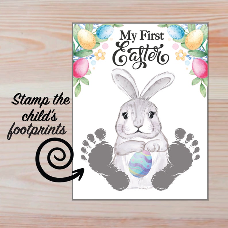 My First Easter Footprint Handprint Art PRINTABLE First Easter Bunny ...