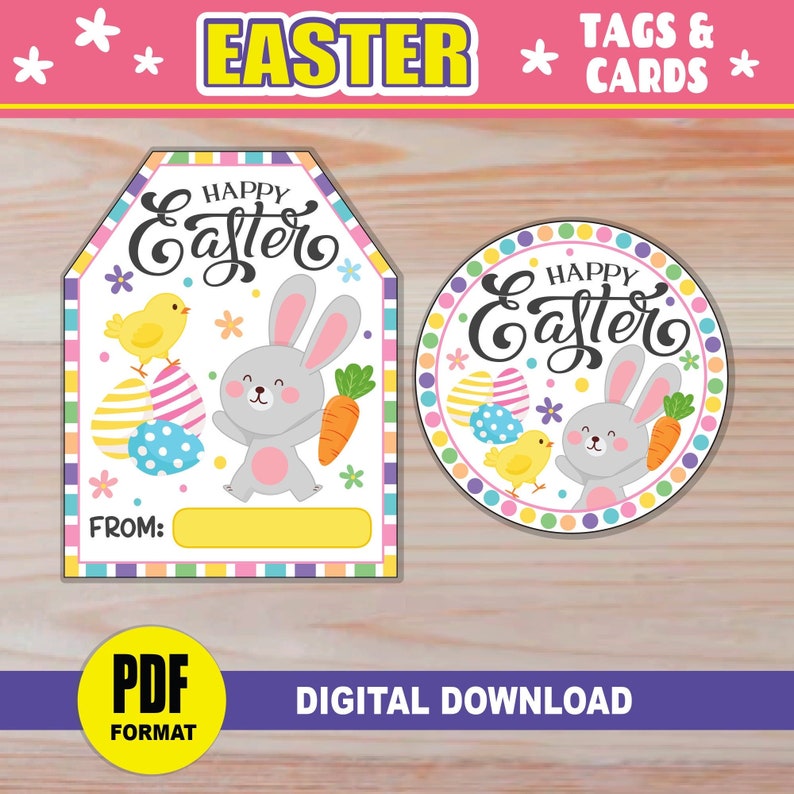 PRINTABLE Easter Gift Tags and Cards Happy Easter Bunny Cards for ...