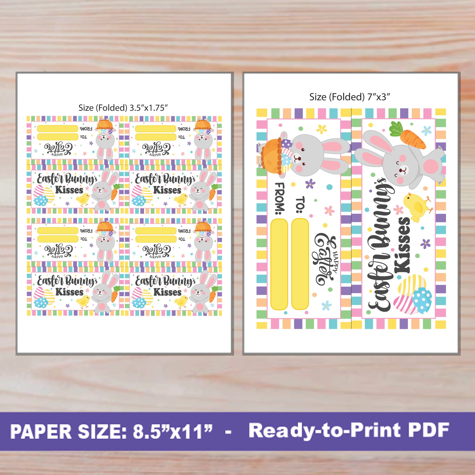 Easter Treat Bag Topper PRINTABLE Easter Bunny Kisses Candy Treat Bag ...