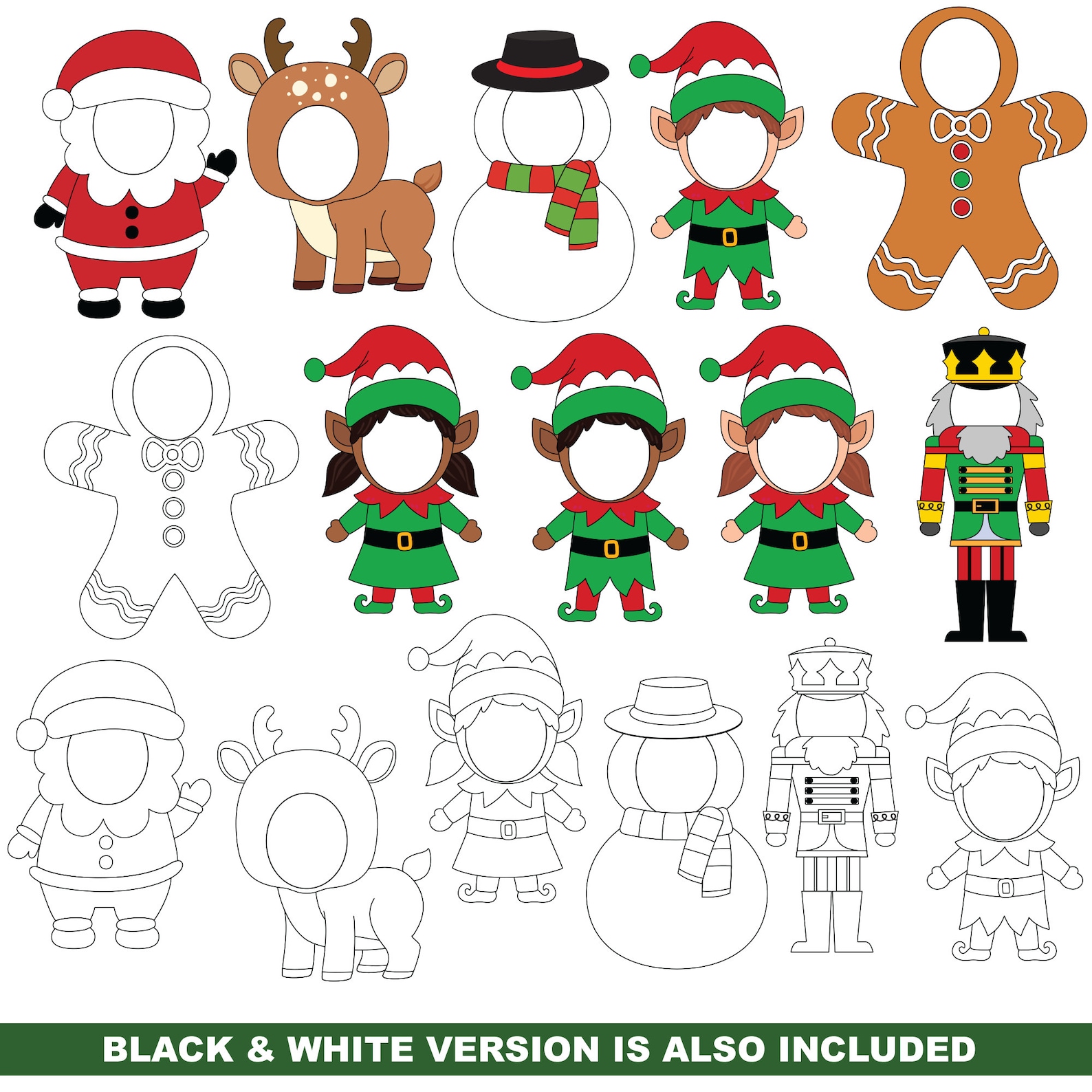 Christmas Add Your Own Photo Picture BUNDLE PNG Santa Elf Reindeer ...