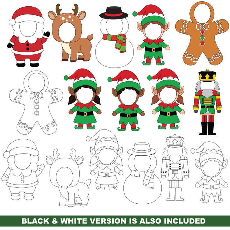 Christmas Add Your Own Photo Picture BUNDLE PNG Santa Elf Reindeer ...