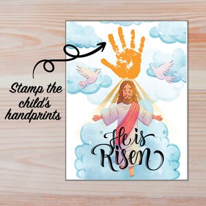 Easter Handprint Art Craft | Jesus He is Risen Religious Handprint ...