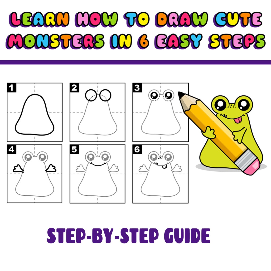 How to Draw Cute Monsters 15 Monsters Step-by-step | Etsy