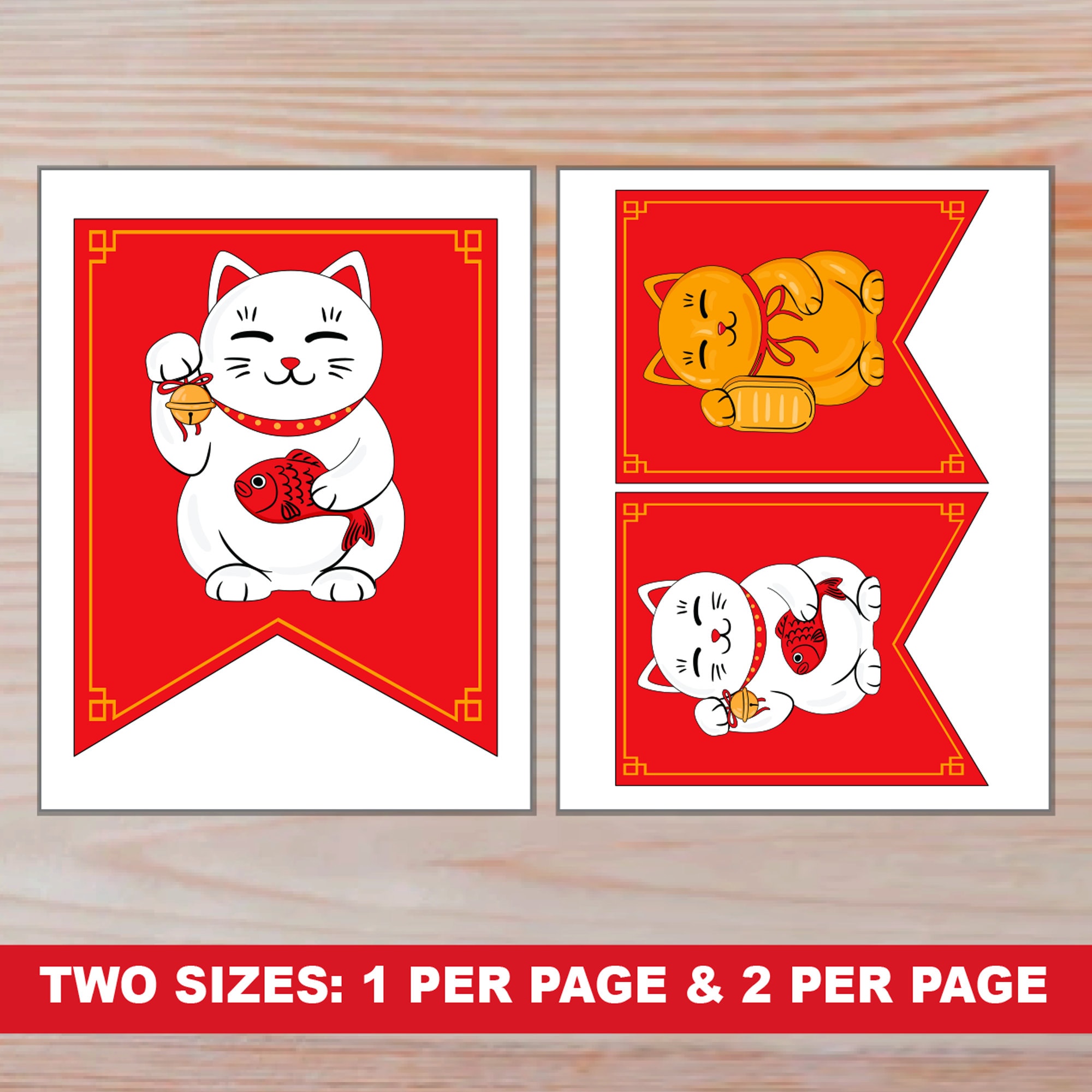 PRINTABLE Maneki Neko Lucky Cat Banner | Chinese Lanterns + Beckoning ...