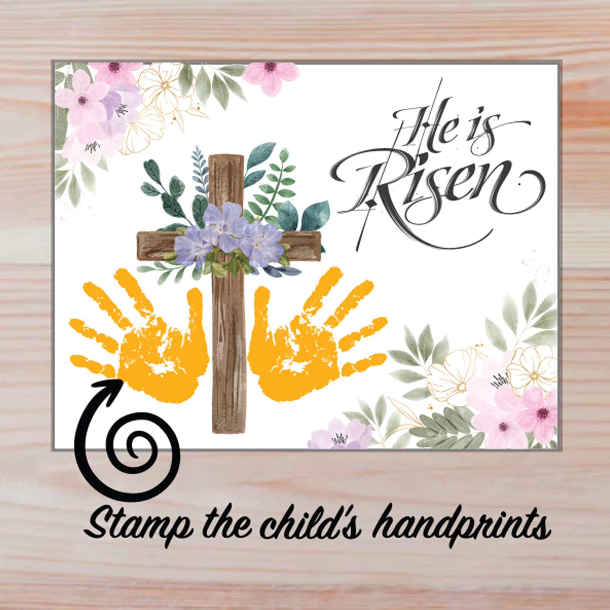 Easter Handprint Art Craft Floral Cross He is Risen Religious Handprint ...