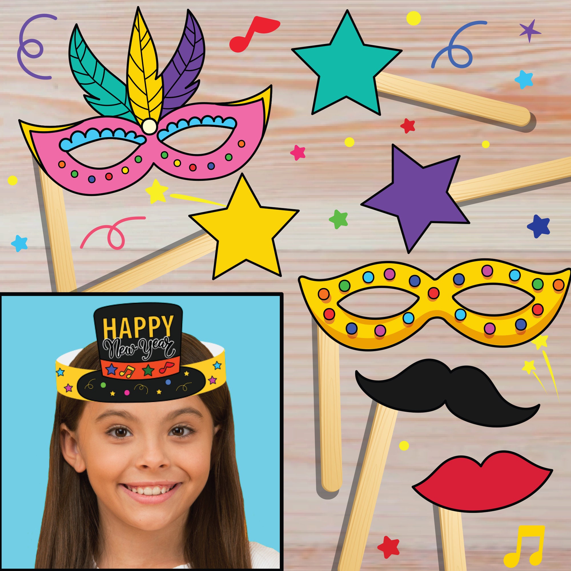New Years Crafts and Activities I Spy Game Paper Hat Photo Booth Party ...