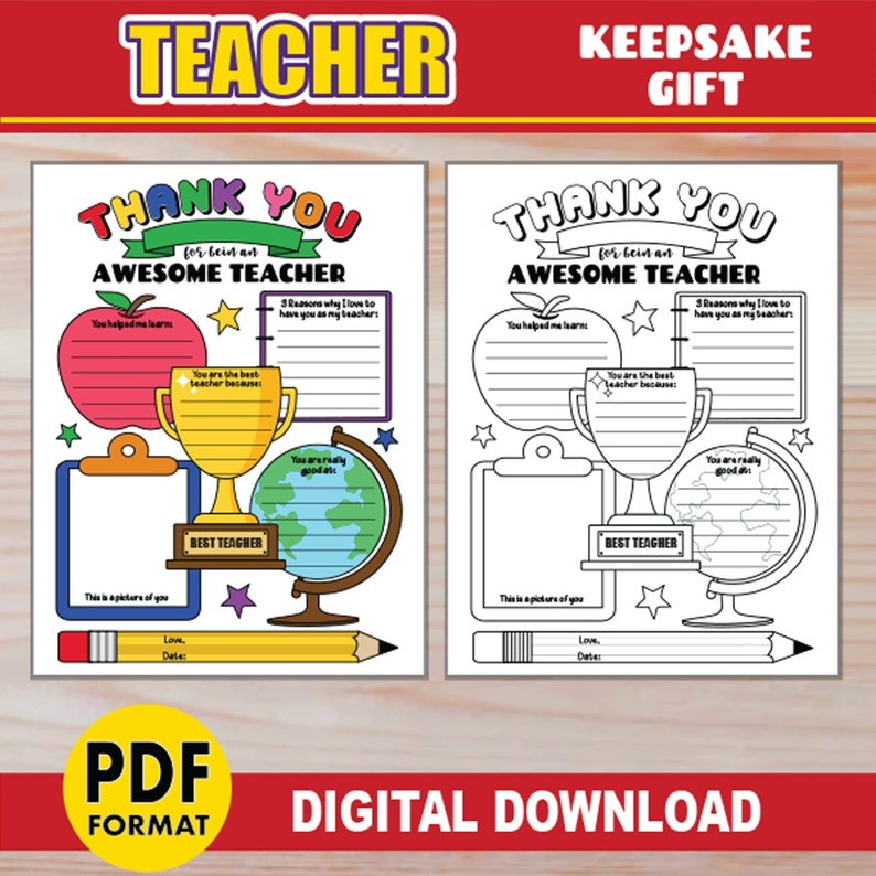 Thank You Teacher Appreciation Week Activity PRINTABLE - Etsy