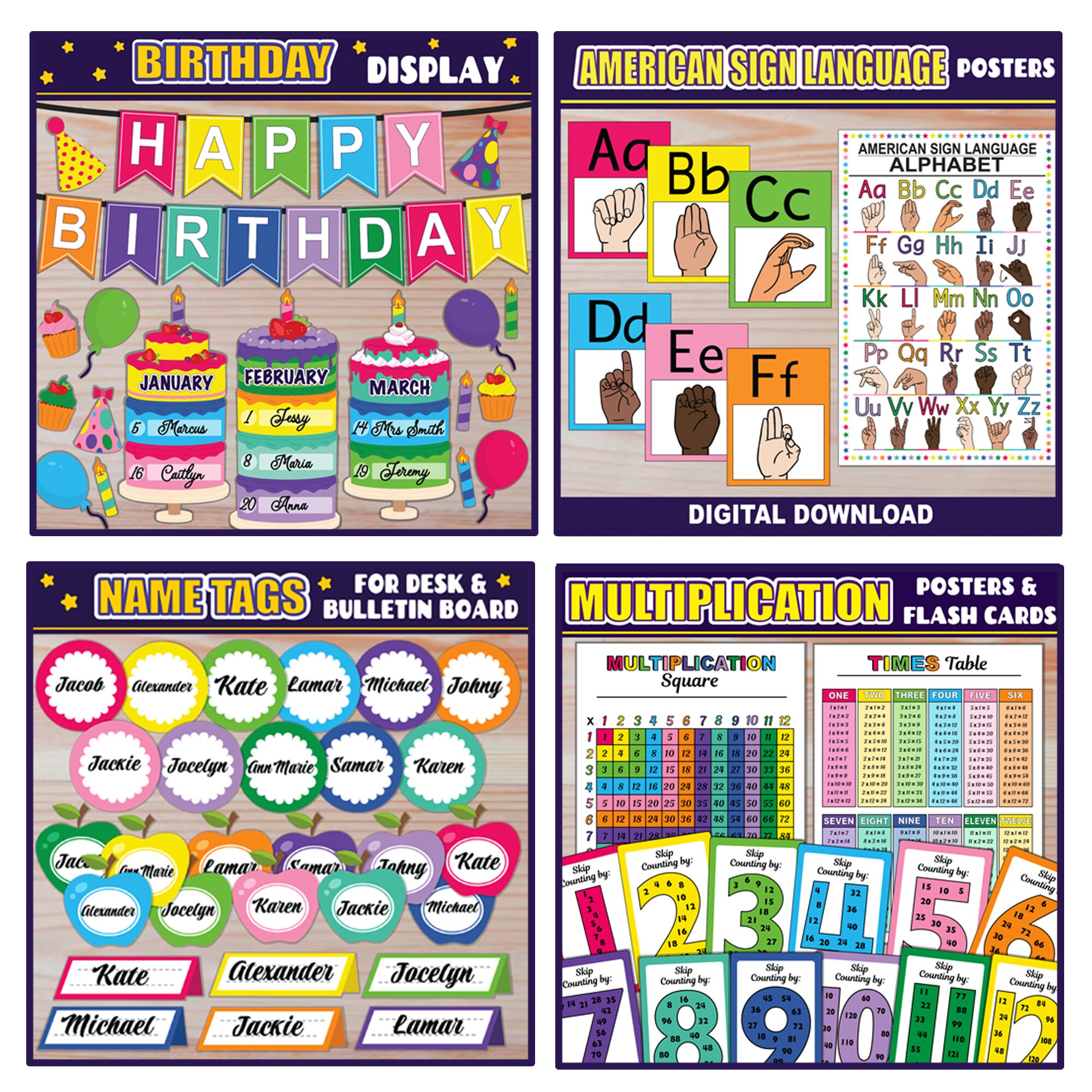 Classroom Decor BUNDLE RAINBOW Colors Printable Kit for - Etsy