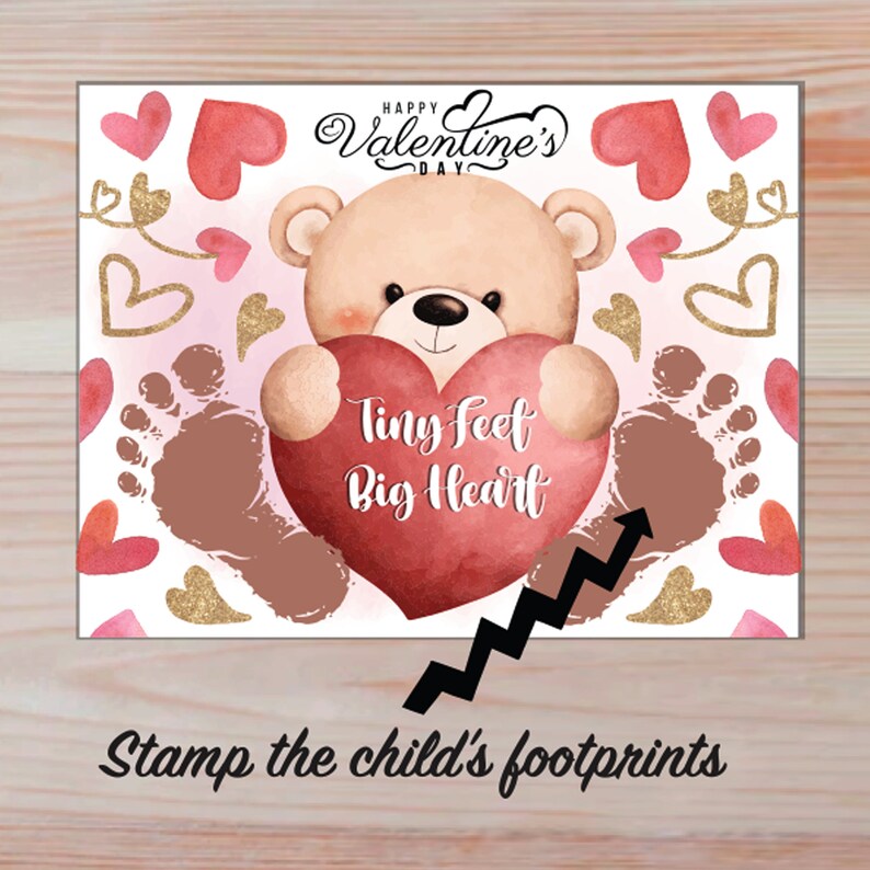 Valentine’s Day Footprint Art | PRINTABLE Valentines Footprint Craft ...