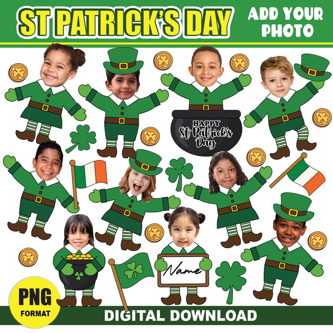 St Patrick's Day Leprechaun Add Your Photo BUNDLE | PNG and PDF | Class ...