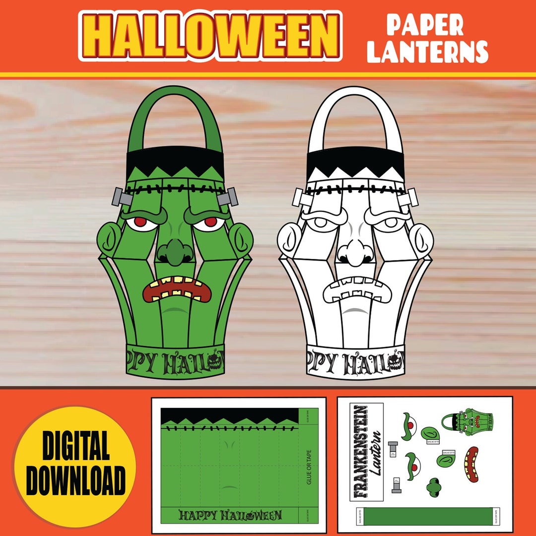 Halloween Monster Lantern Crafts | Frankie Crafts PRINTABLE Activity ...