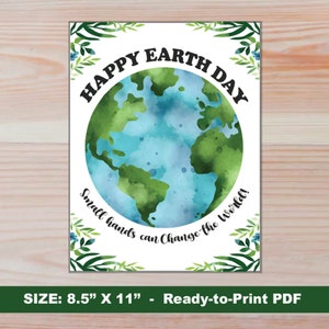 Earth Day Handprint Art Craft PRINTABLE Earth Day Change the World ...