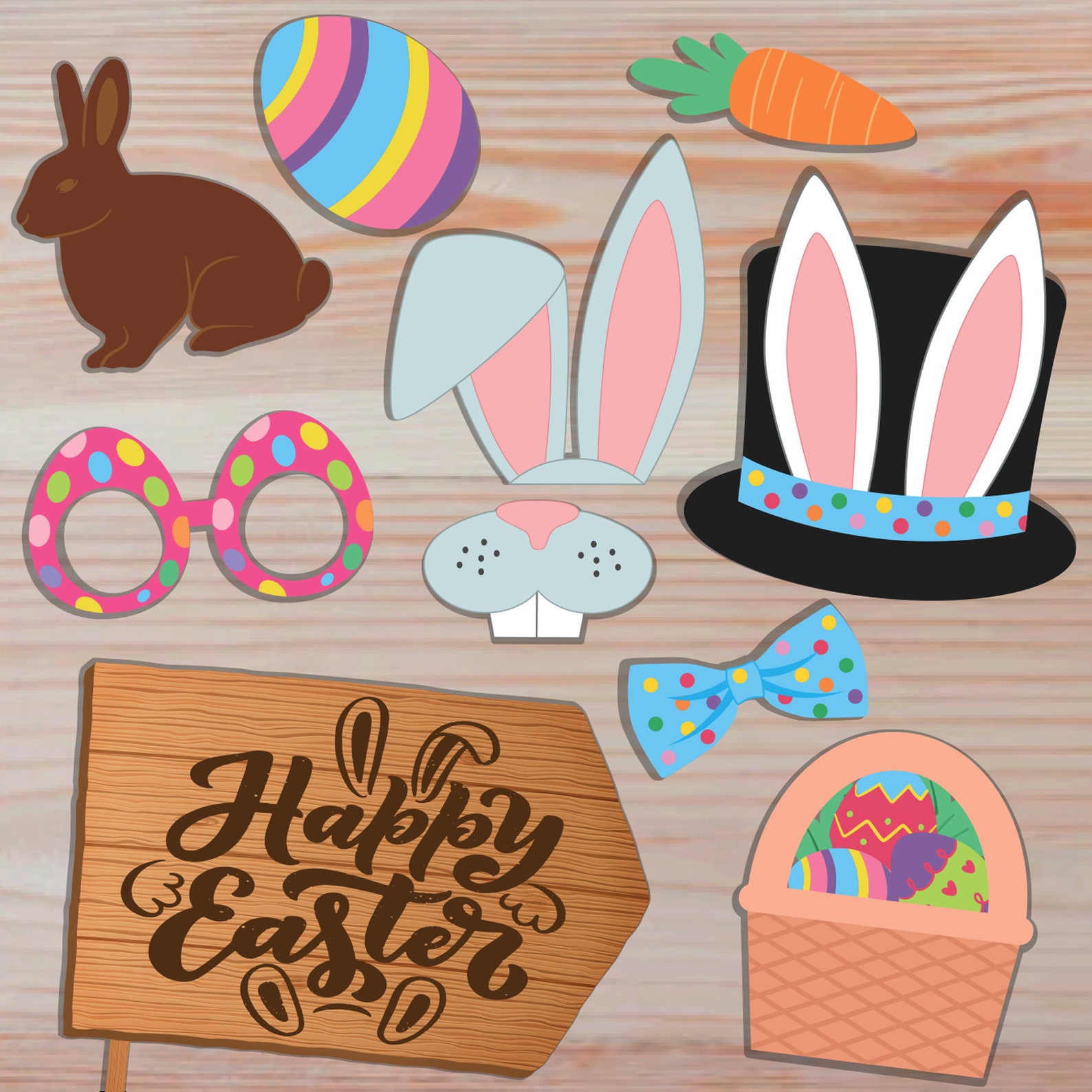 Easter Photo Booth PRINTABLE Props Photobooth Kit 22 Items Easter Party ...