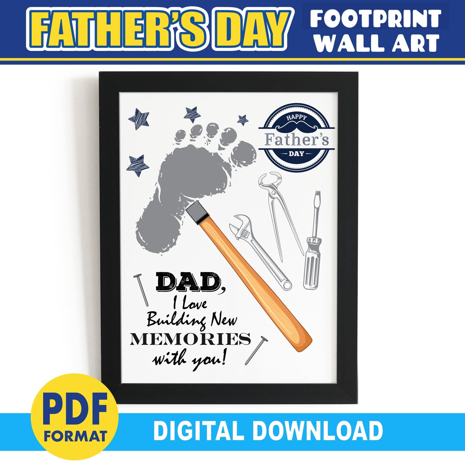 Father's Day Building Memories Footprint Craft | Hammer | Father’s Day ...