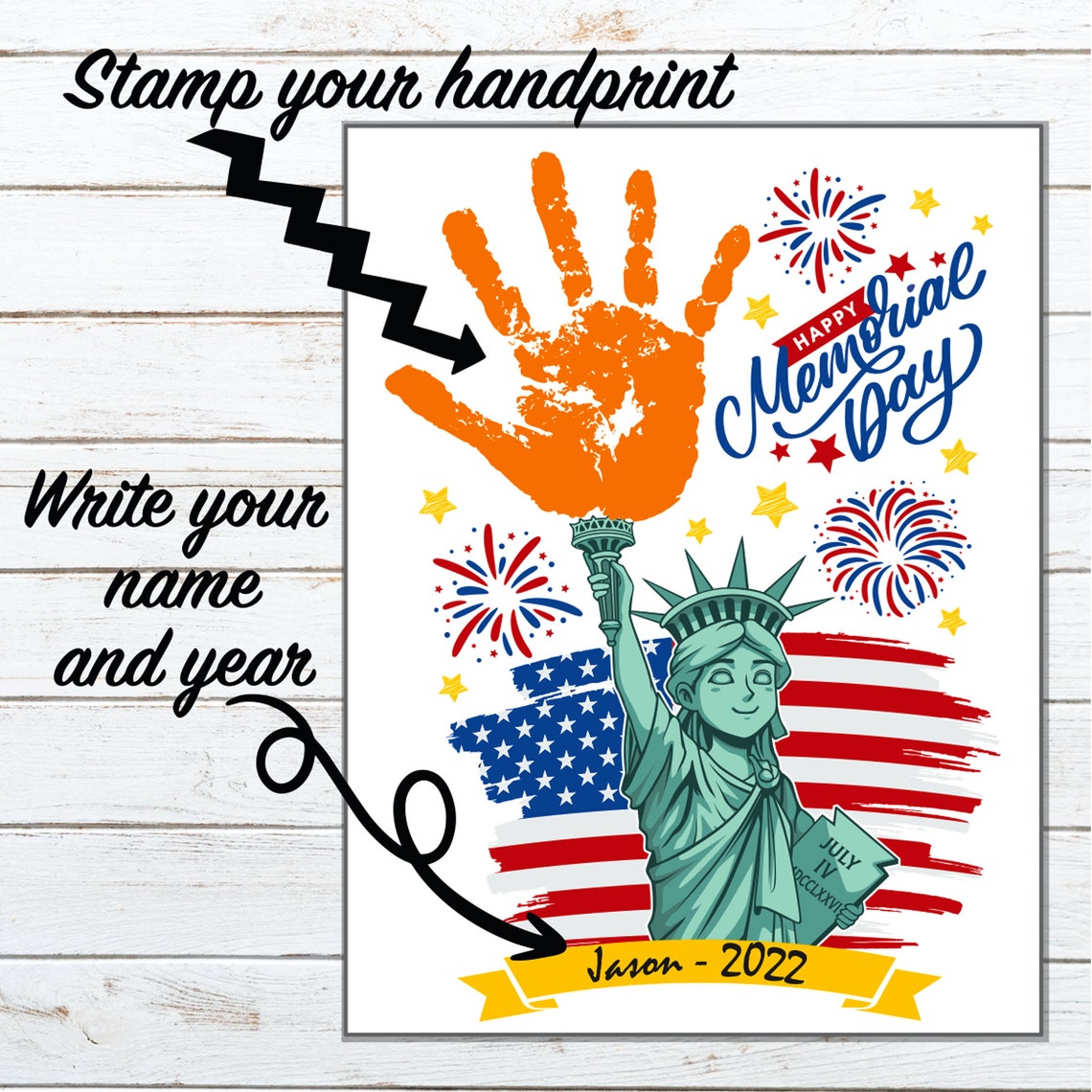 Memorial Day Handprint Art Statue of Liberty Crafts - Etsy