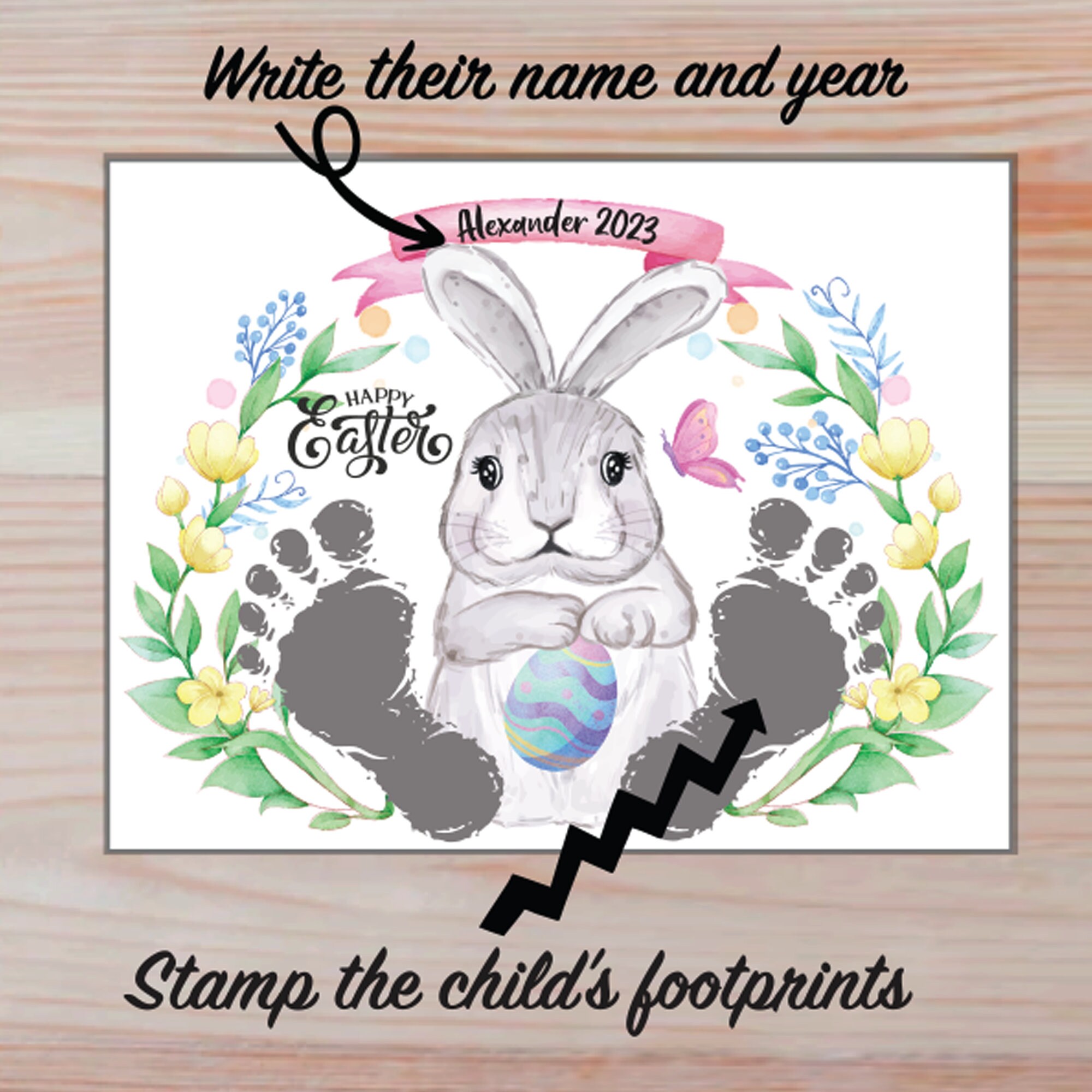 Easter Footprint Art Easter PRINTABLE Bunny Feet Handprint Footprint ...
